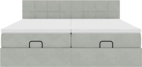 Osmanský rám postele s matracíes světle šedá 200x200cm samet 3312080