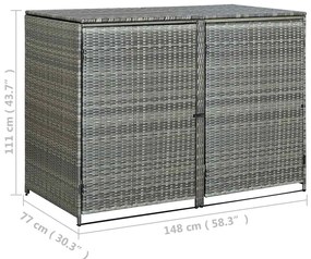 vidaXL Marketos Přístřešek na dvě popelnice polyratan antracitový 148x77x111 cm