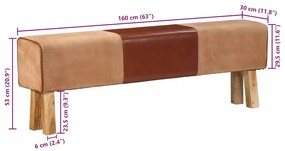 vidaXL Marketos Lavice gymnastický kůň 160 cm hnědá pravá kůže a mangovník