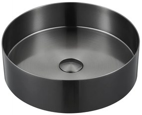 Sapho Sapho, AURUM nerezové umyvadlo, průměr 38cm, včetně výpusti, gun metal, AU101