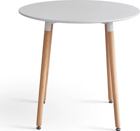 Jídelní stůl, bílá/buk, průměr 80 cm, ELCAN NEW TYP 2