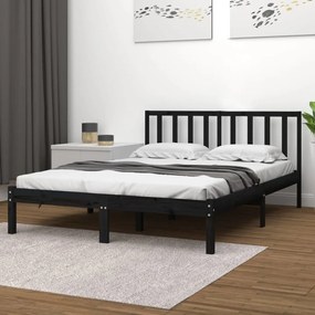 vidaXL Rám postele masivní borovice 135 x 190 cm Double [3105049] Barva: Černá