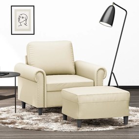 Křeslo s podnožkou krémové 60 cm umělá kůže 3201201