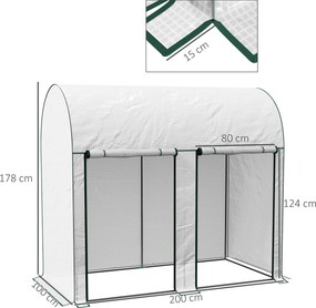 Outsunny Malý Skleník venkovní skleník s Dvoum zipovým Dveřmi a PE Krytem pro Pěstování Rostlin a Květin 200x100x178 cm Bílý