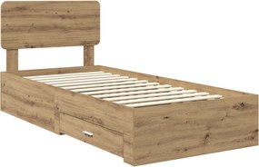 Rám postele s čelo Artisanový dub 100 x 200 cm Kompozitní dřevo 3412417