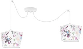 Dětské závěsné svítidlo Diamond Spider, 2x bílé textilní stínítko se vzorem