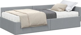Rohový rám postele s matrací Jiný 2 ks Světle šedá textil 3393581