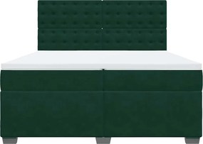 Box spring postel s matrací tmavě zelená 200x200 cm samet 3293317