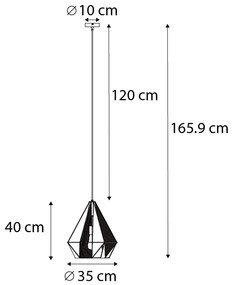 Průmyslové závěsné svítidlo zlaté s pletivem - Carcass