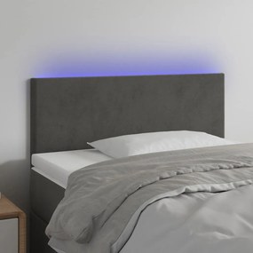 Čelo postele s LED tmavě šedé 80 x 5 x 78/88 cm samet 3121363