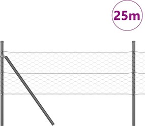 Hexagonální kotvení plotu 25 x 0,5 m Ocel potažená PVC Šedá 3352804