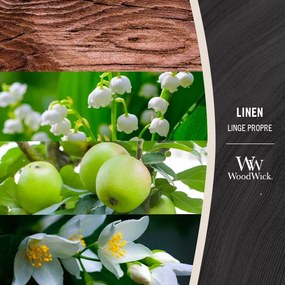 WoodWick – svíčka Linen (Čistý len) Velikost: střední 275 g