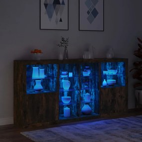 Příborník s LED osvětlením kouřový dub 202 x 37 x 100 cm 3209188