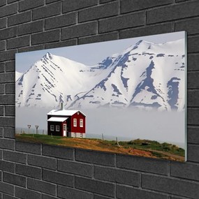 Obraz na skle Hora Dom Krajina 120x60 cm