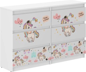 Wooden Toys Dětská komoda R-120 JEDNOROŽEC RAINBOW