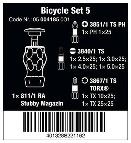 Wera 004185 Šroubovací bity Bicycle Set 5 nerezové (Sada 7 dílů)