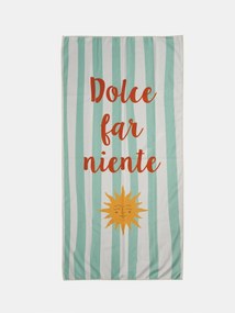 Sinsay - Pruhovaný ručník s nápisem Dolce far niente - zelená