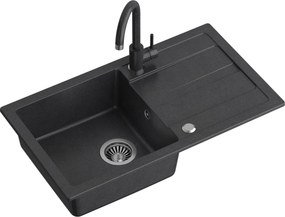 Černý kuchyňský granitový dřez QUADRON GO- MAX + BATERIE