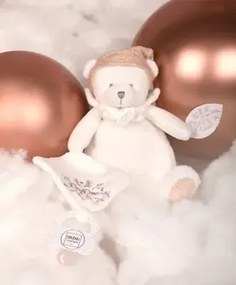 Doudou Dárková sada Plyšový medvídek s úchytem na dudlík a dečkou růžo
