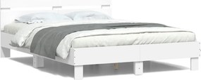 vidaXL Rám postele s čelem a LED osvětlením 140 x 190 cm [3207560] Barva: Bílá
