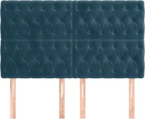 Čelo postele tmavě modré 160x7x118/128 cm sametové 3116726