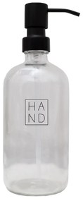Eulenschnitt Skleněný dávkovač mýdla Hand Transparent 500 ml, černá barva, čirá barva, sklo, kov