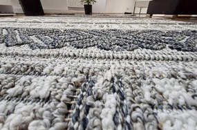 HU Šedý moderní pruhovaný koberec Boho 881-S Rozměr: 60x100 cm