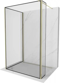 Mexen Kioto sprchová stěna Walk-in 110 x 110 x 40 cm, černý rám, zlatý - 800-110-110-221-50-70-040