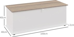 Dřevěná úložná truhlice HOMCOM s víkem, max. zatížení 120 kg pro ložnici a obývací pokoj, 100x40x40 cm, Přírodní a Bílá