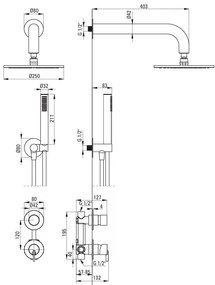 Deante Concealed shower set, with shower head