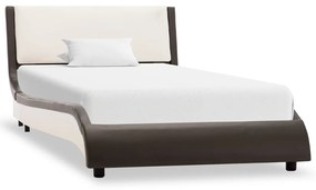 280367 vidaXL Rám postele s LED světlem šedý a bílý umělá kůže 90 x 200 cm