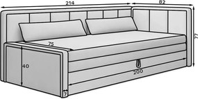 Modrá/šedá žinylková rozkládací/s úložným prostorem pohovka 214 cm Fulgeo – ELTAP