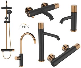Invena Moonlight, vysoká umyvadlová baterie h-312, černá-růžové zlato, INV-BU-77-W14-V