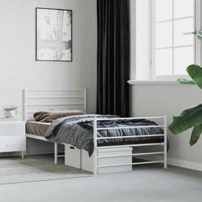 vidaXL Kovový rám postele s hlavovým a nožním čelem 75 x 190 cm [352327] Barva: Bílá