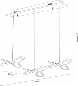 Závěsné LED svítidlo Pixels, 3x LED 75w, 4000k, w
