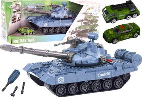 LEAN Toys Tank – vojenské vozidlo k sestavení – modrý – se zvuky – stavebnicová sada Resoraki