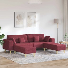Pohovka 3 ks Víno Červené textil 3335165