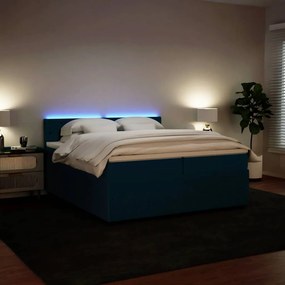 Box spring postel s matrací modrá 200 x 200 cm samet 3290146