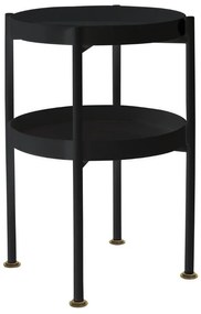 Nordic Design Černý kovový odkládací stolek Nollan 40 cm s policí