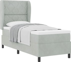 Postel s boxspringem s čelo Světle šedá 200 x 80 cm samet 3340952