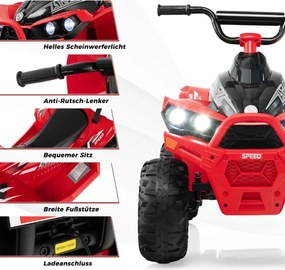 Costway Elektrická dětská čtyřkolka 12 V s rychlostí 2,2/4,3 KM/H a – červený
