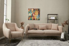 Atelier del Sofa 3-místná pohovka Simena - Beige, Béžová, Zlatá