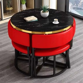 LuxuryForm DESIGN Jídelní set MONTE 4+1 - červený / černý
