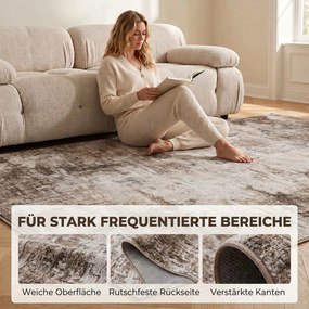 HOMCOM omyvatelný koberec s abstraktním vzorem, 230 × 160 cm, hnědá