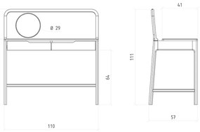 Toaletní stolek z dubového dřeva 57x110 cm Twig – The Beds