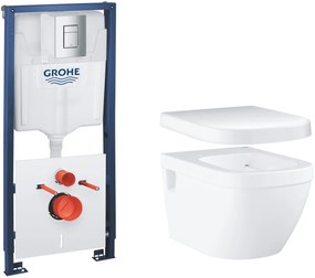 Set podomítkový WC modul s tlačítkem a těsněním Grohe Solido 39930000, záchodová mísa Grohe Euro Ceramic 39538000, 39331001