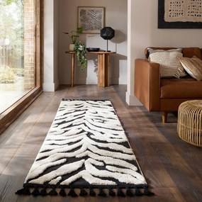Černobílý běhoun 80x300 cm Esra Zebra – Flair Rugs