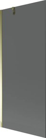 Mexen Next, vanová zástěna 1-křídlová 80 x 150 cm, fixní křídlo, 6 mm šedé sklo, zlatý profil, 895-080-000-00-40-50