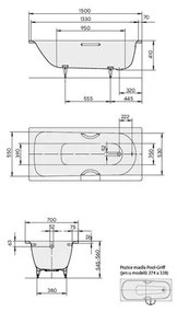 Kaldewei Saniform Plus Vana 150x70 cm, bílá 111600010001