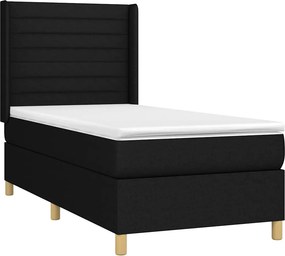 Box spring postel s matrací a LED černá 90x200 cm textil 3138927